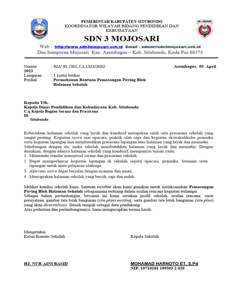 Proposal Paving Blok SDN 3 Mojosari | PDF
