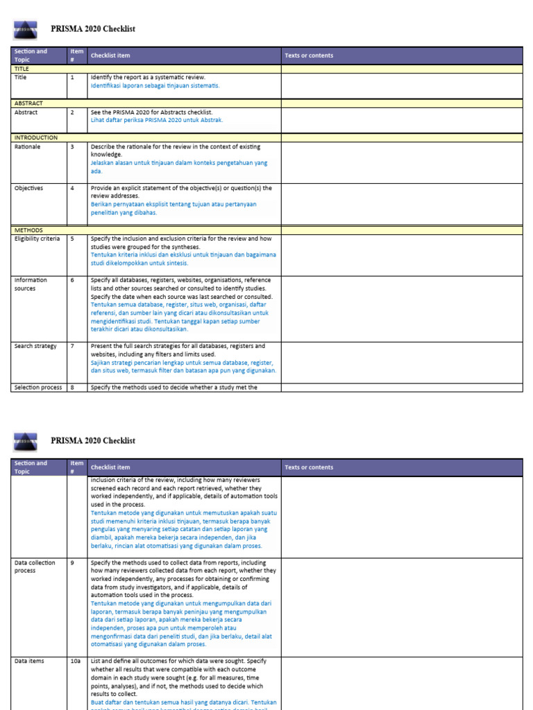 PRISMA - 2020 - Checklist For Reporting and Drafting Article | PDF ...