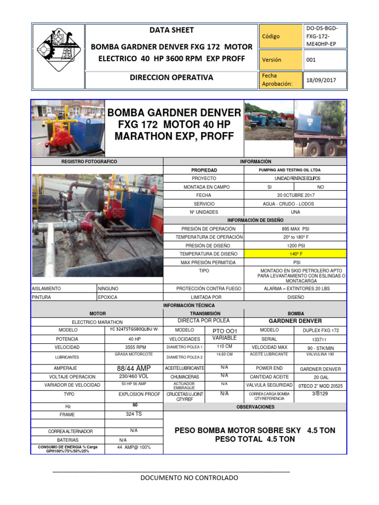 Data Sheet Gardner Denver FXG 172 | PDF | Ingeniería mecánica