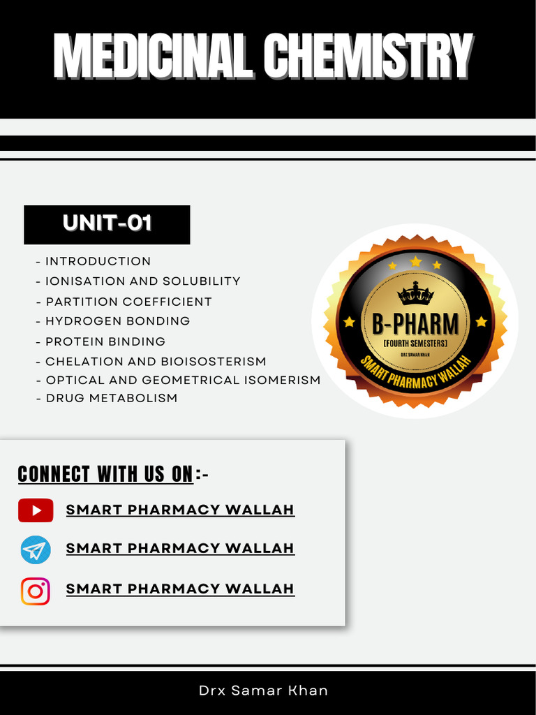 UNIT 01 MEDICINAL CHEMISTRY 4th Semester Smart Pharmacy Wallah DRX | PDF | Drug Metabolism ...