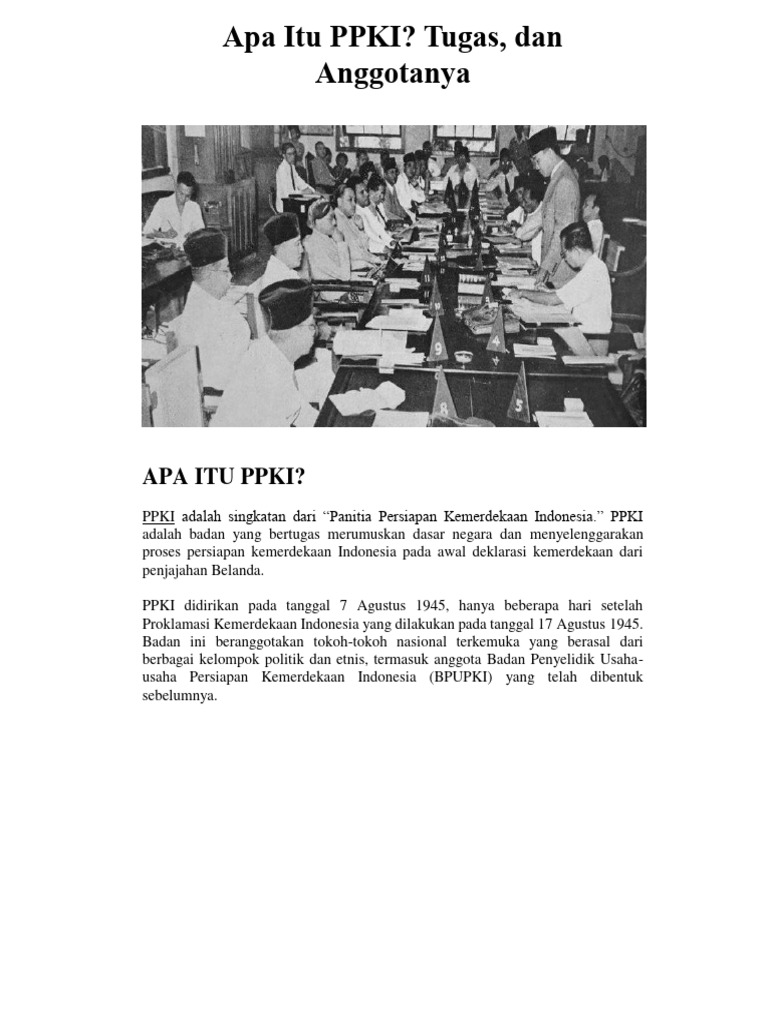 PPKI: Sejarah dan Tugas Utamanya | PDF