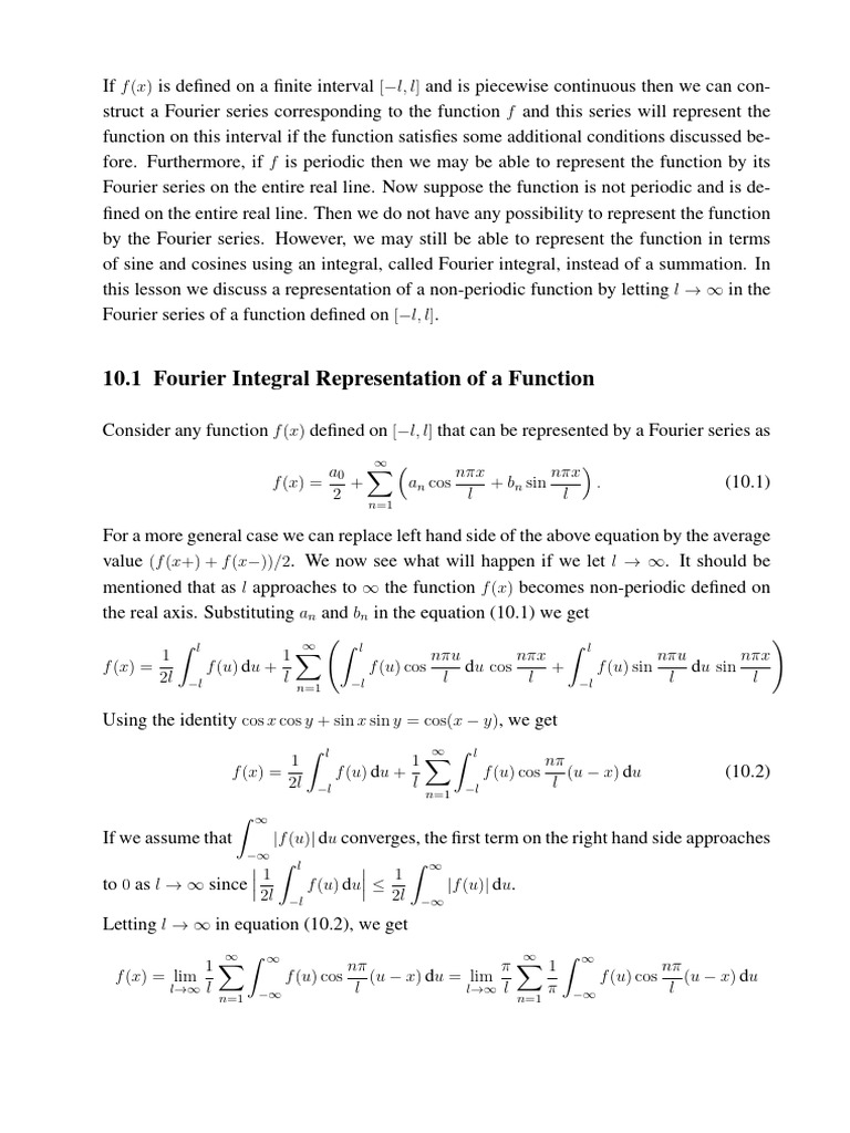 Lecture 10 | PDF | Fourier Transform | Fourier Series
