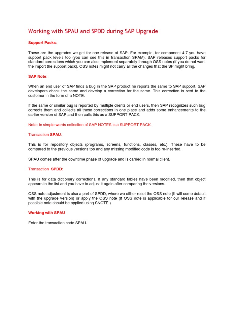 Working With SPAU and SPDD During SAP Upgrade | PDF | Software Bug ...