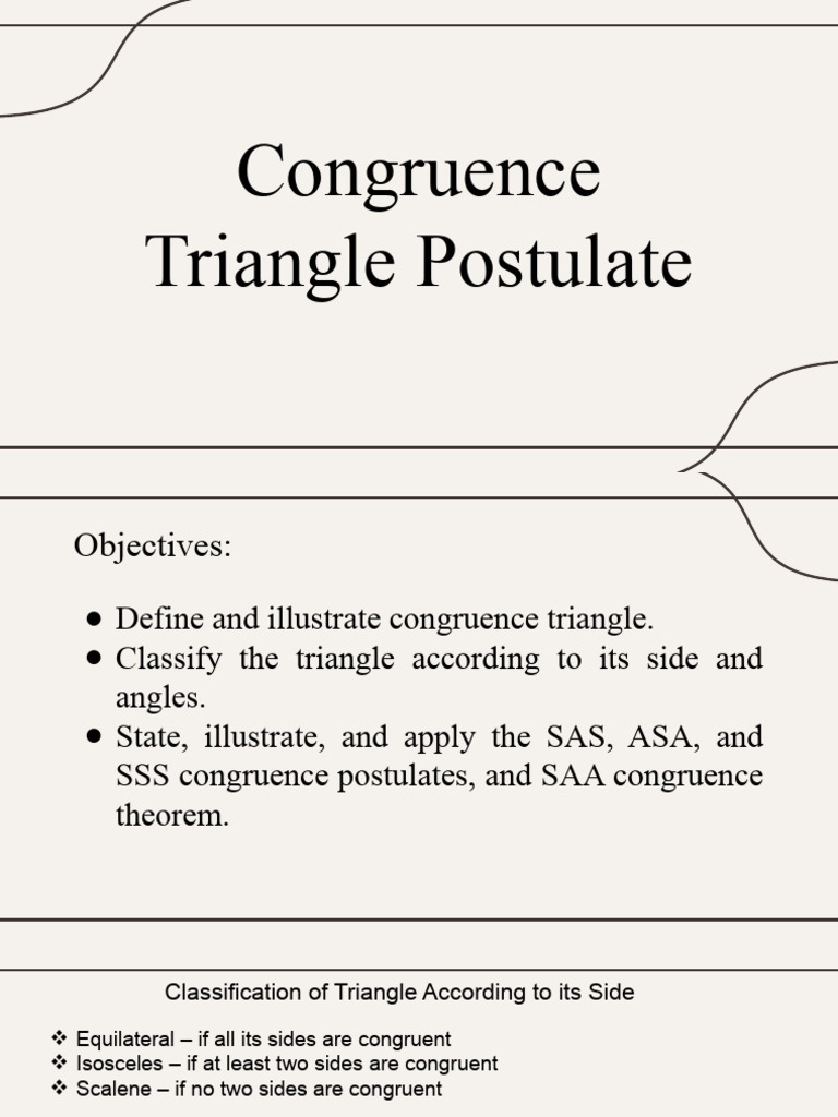 Triangle Congruence Postulate | PDF | Euclidean Plane Geometry ...