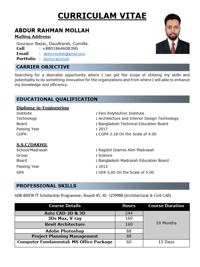 Abdur Rahman Mollah's CV | PDF