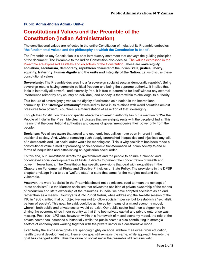 Preamble & Values | PDF | Democracy | Political Ideologies