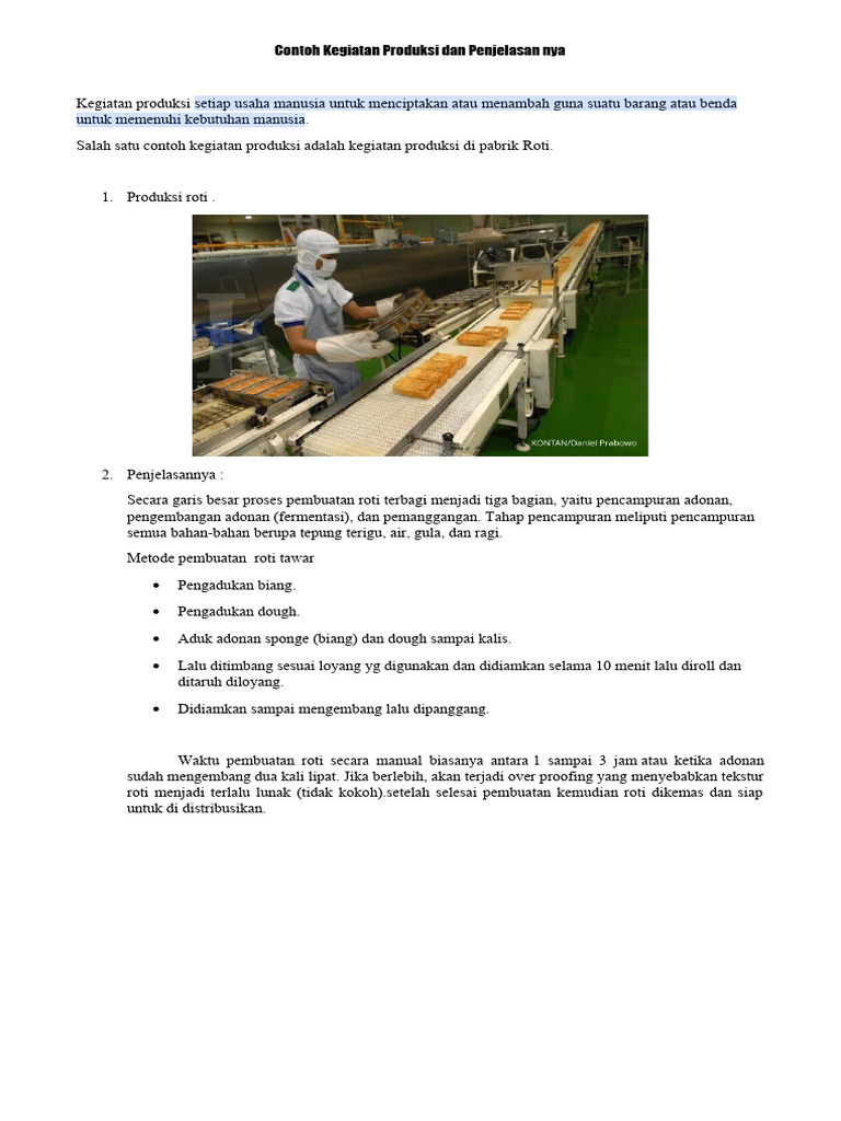 Contoh Kegiatan Produksi Dan Penjelasan Nya | PDF | Bisnis