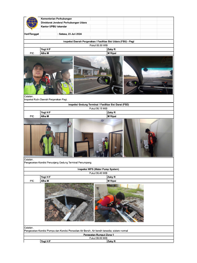 Laporan Harian Unit Bangland - 23 Juli 2024 | PDF