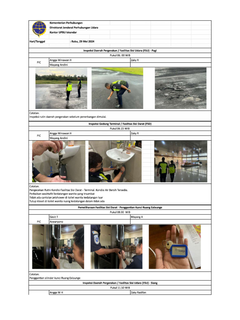 Laporan Harian Unit Bangland - 29 Mei 2024 | PDF