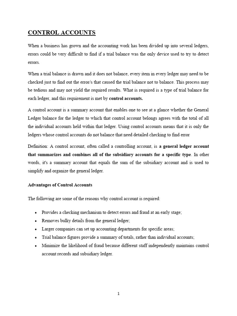 Control Accounts | PDF | Debits And Credits | Business