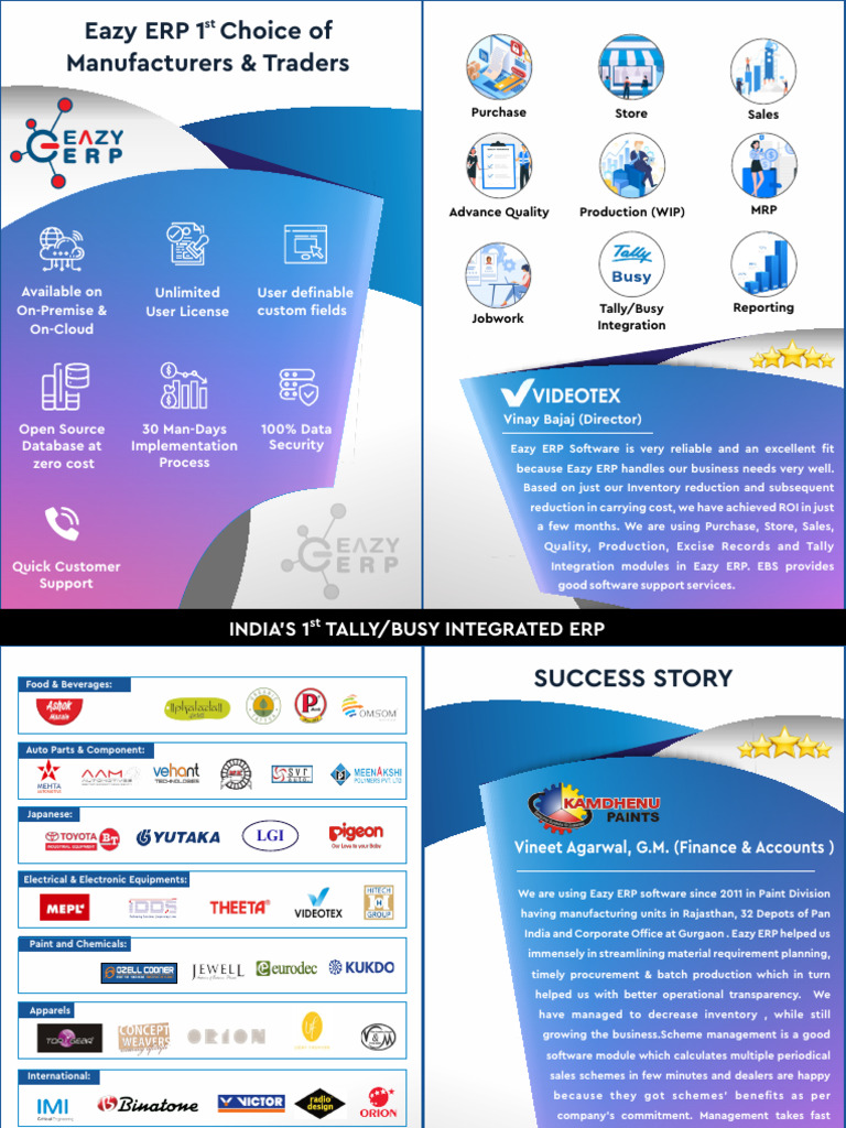 Eazy ERPBrochure | PDF | Enterprise Resource Planning | Inventory