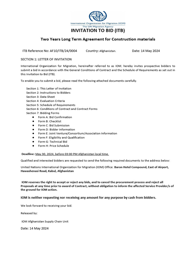 ITB AF10ITB240004 Construction Materials | PDF | Consortium | Taxes