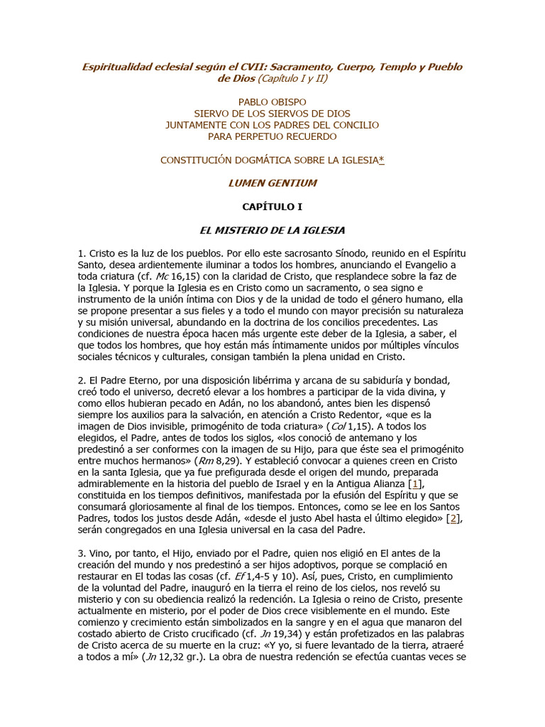 Espiritualidad de la Iglesia en el CVII | PDF | eucaristía | Cristo ...