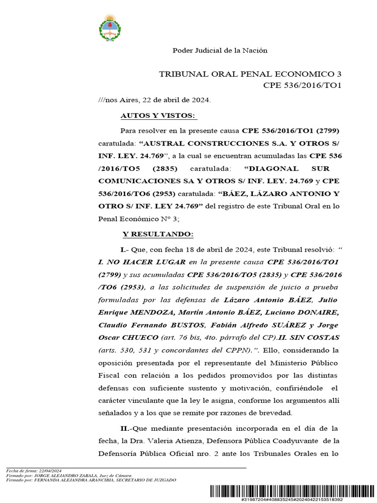 Fallo | PDF | Fiscal | Ley procesal