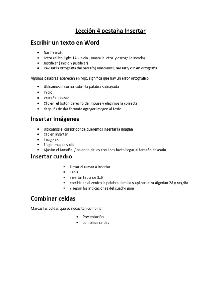 Lección 4 Pestaña Insertar | PDF