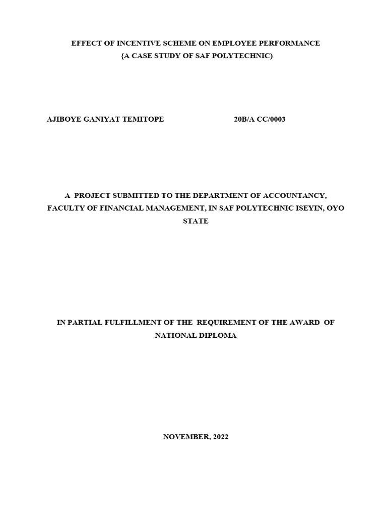 Effect of Incentive Scheme On Employee Performance | PDF | Incentive ...