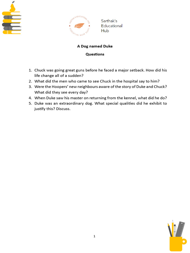 A Dog Named Duke - Questions | PDF