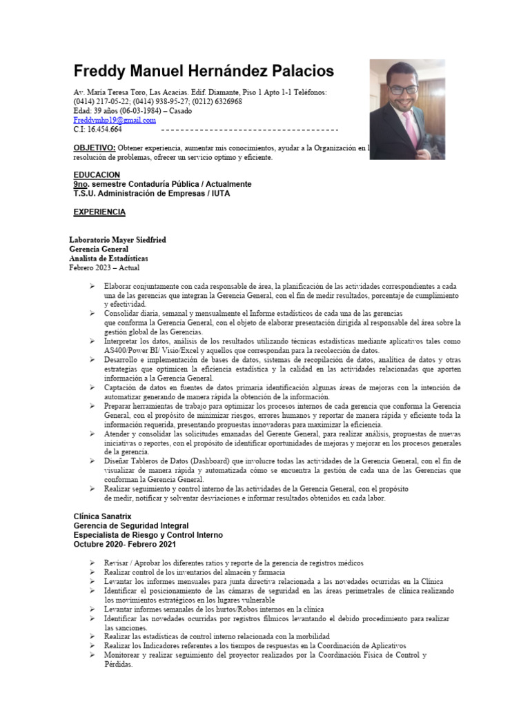 Curriculum Freddy Hernández | PDF | Marketing | Business