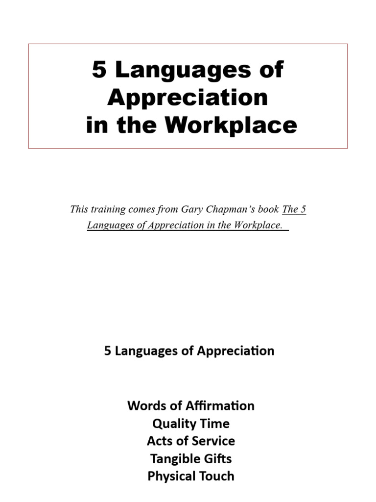3 Five Languages of Appreciation | PDF | Gift | Behavioural Sciences
