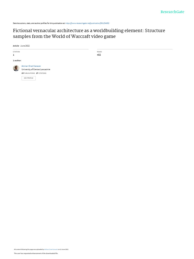 Fictional Vernacular Architecture As A W | PDF | Worldbuilding | Narrative