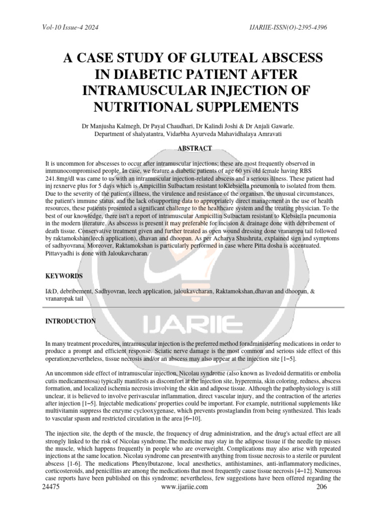 A CASE STUDY OF GLUTEAL ABSCESS IN DIABETIC PATIENT AFTER INTRAMUSCULAR ...
