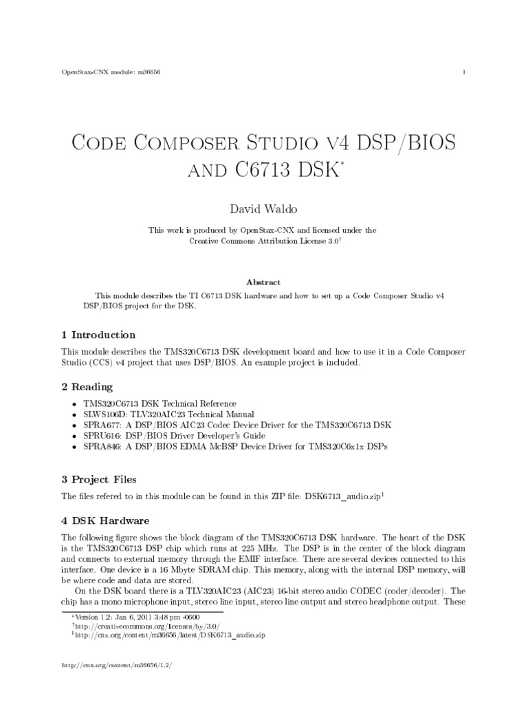 C6713 DSK Setup with Code Composer Studio | PDF | Digital Signal Processor | Input/Output