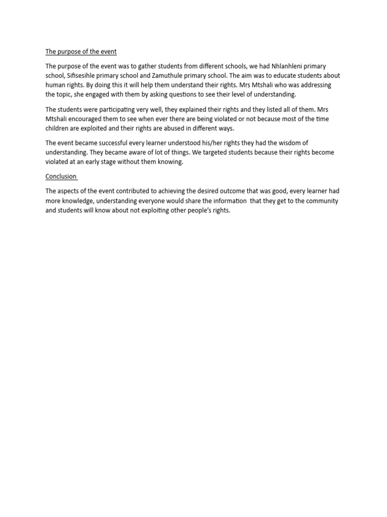 The Purpose of The Event | PDF | Self-Improvement | Wellness