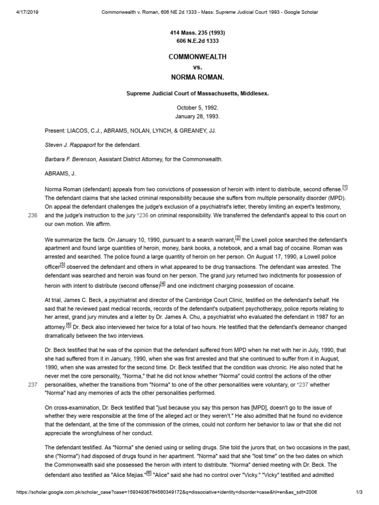 Commonwealth v. Roman, 606 NE 2d 1333 - Mass - Supreme Judicial Court ...