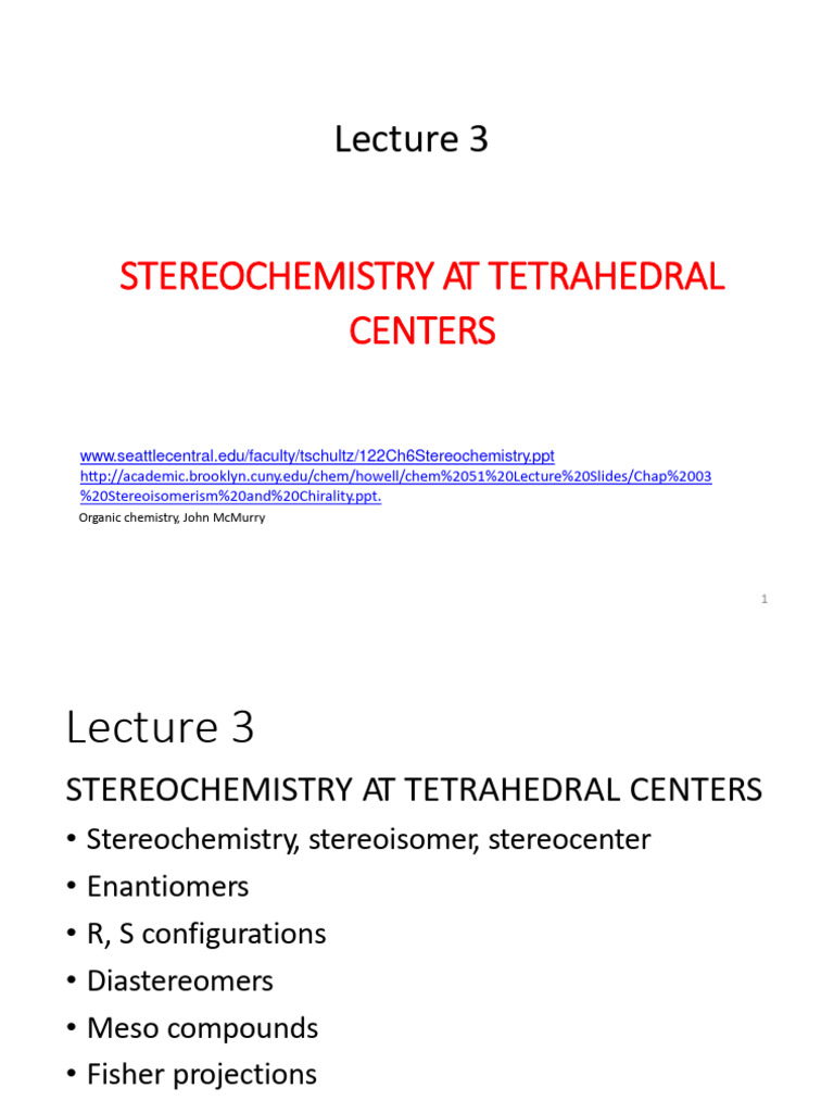 Lecture 3 Stereochemistry | PDF | Chirality (Chemistry) | Isomer