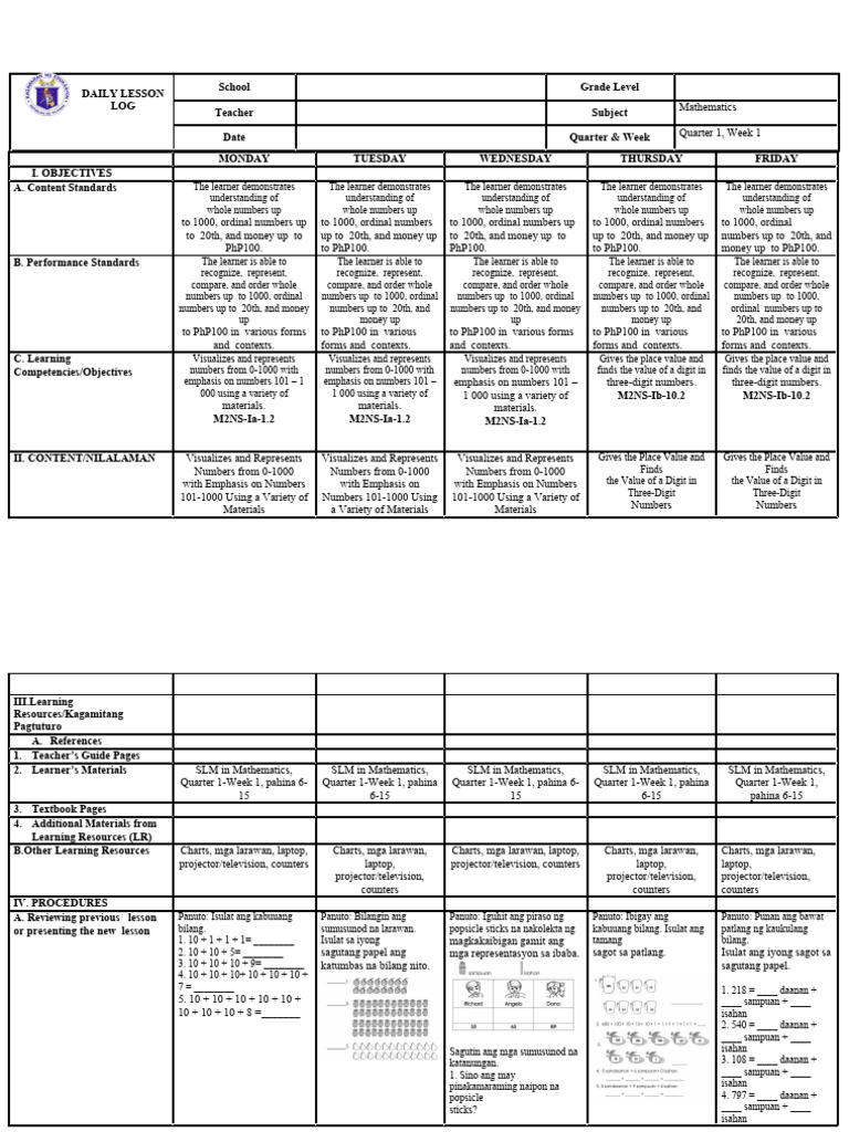 Q1 W1 Mathematics | PDF