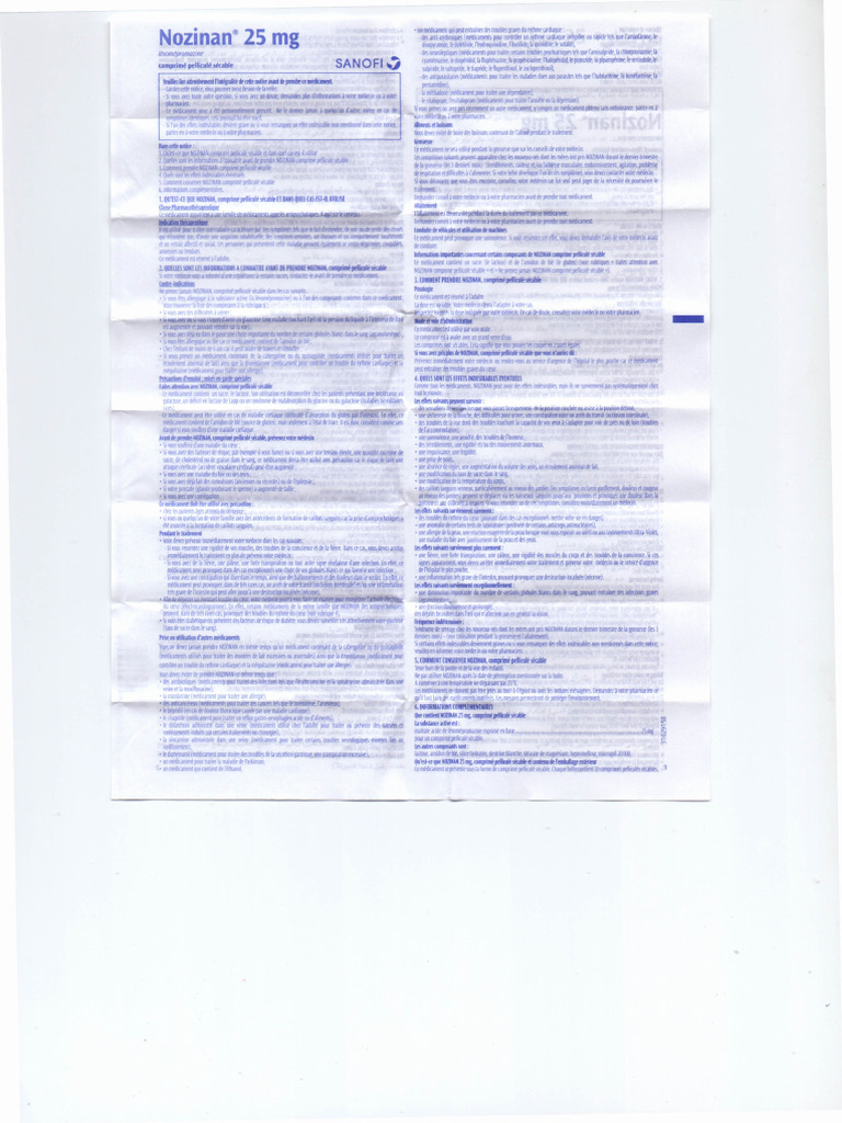 Notice Nozinan 25mg Comp - Pelli. Sec. B 20 | PDF