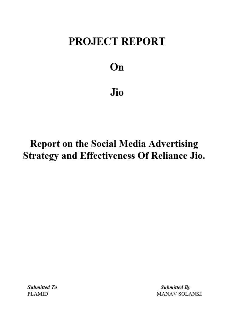 Jio Project Report | PDF | Telecommunications | Information And ...