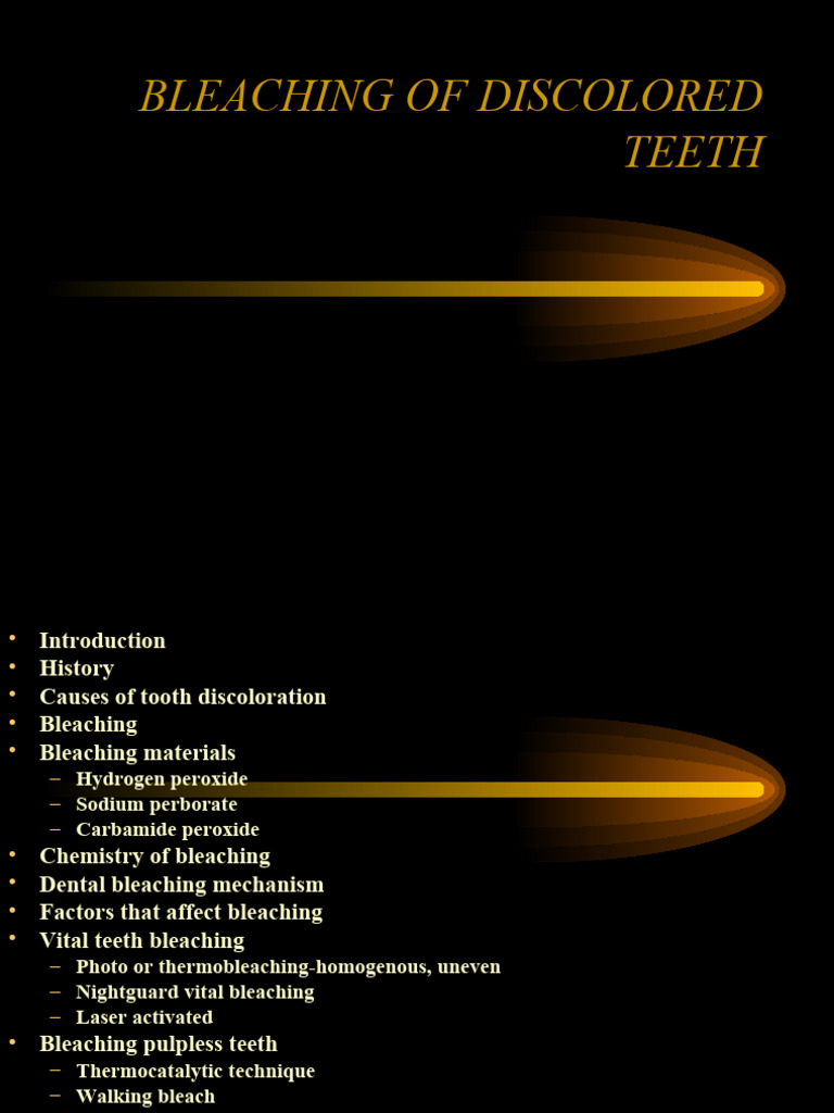 Tooth Bleaching Techniques Overview | PDF | Tooth Enamel | Hydrogen ...