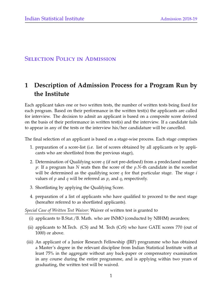 Selection-Policy-2018 | PDF | Qualifications