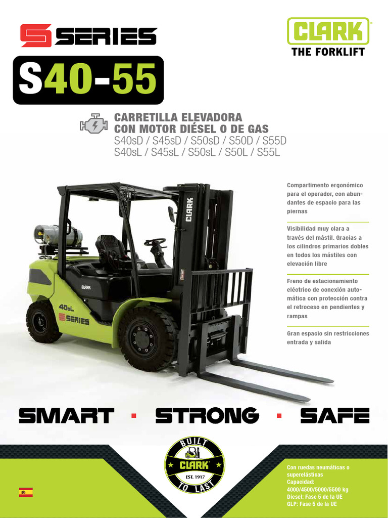 Clark S Series S40 55 Es 2022 | PDF | Máquina elevadora | Camión