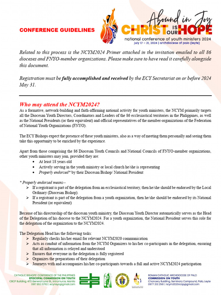 NCYM-2024-Conference-Guidelines | PDF | Diocese