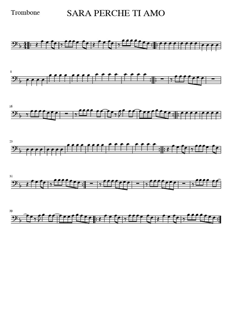 Sara Perche Ti Amo Malaigue Trombone | PDF