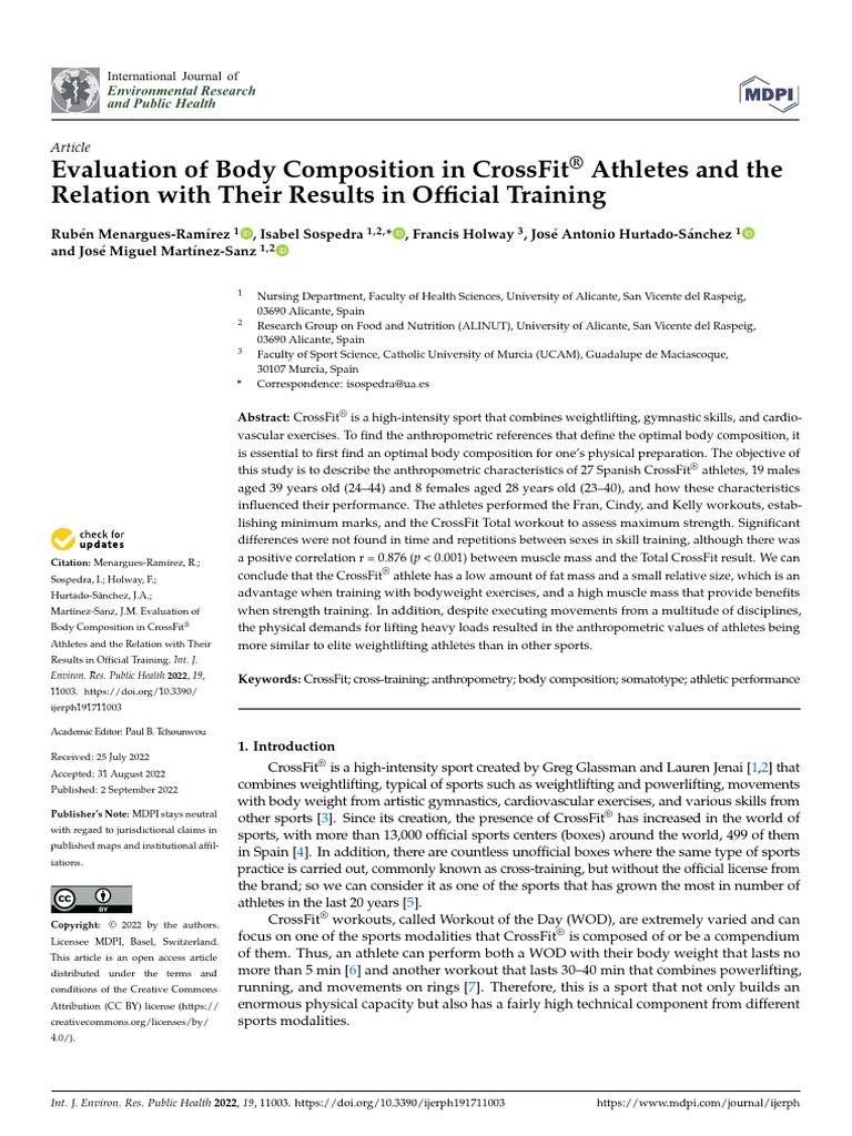 Evaluation of Body Composition in CrossFitR Athlet | PDF | Strength Training | Anthropometry