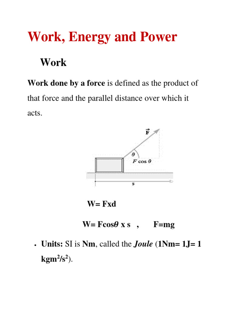 Work, Energy and Power Notes October 2023 | PDF | Force | Potential Energy