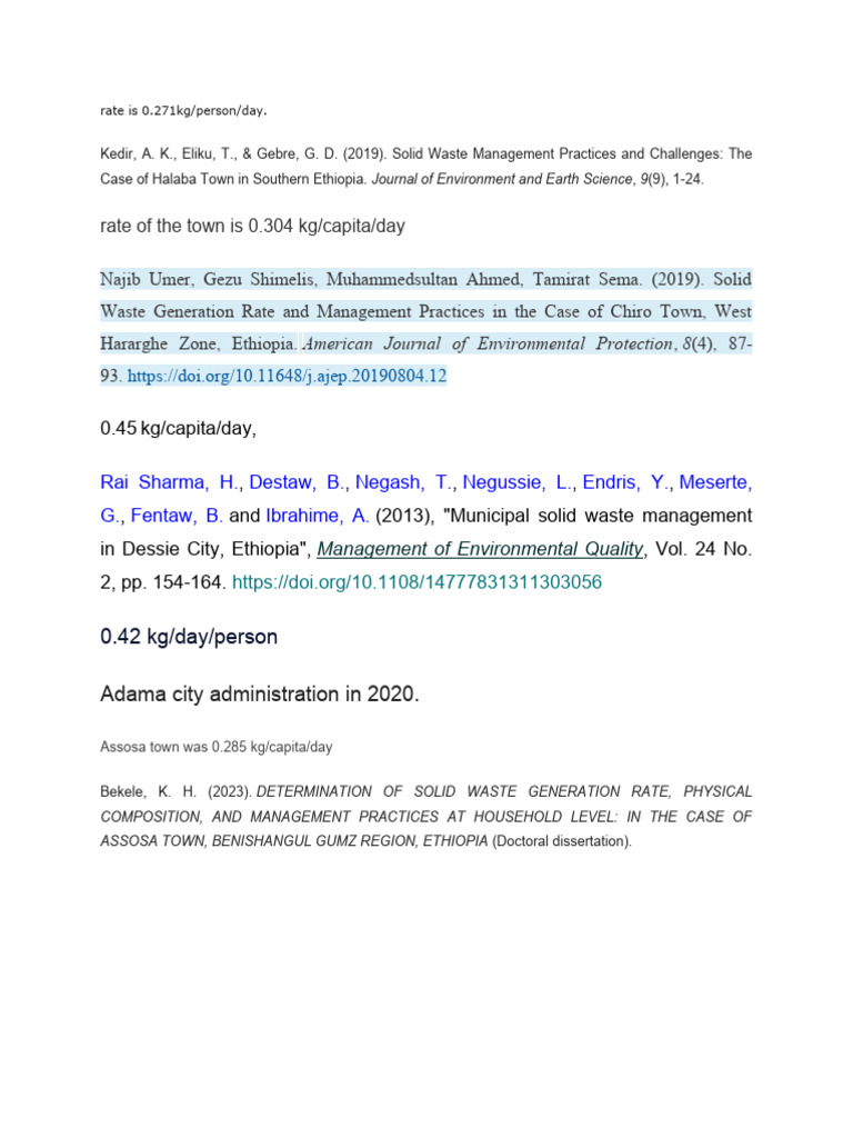 Solid Waste Management in Assosa, Ethiopia | PDF | Ethiopia ...