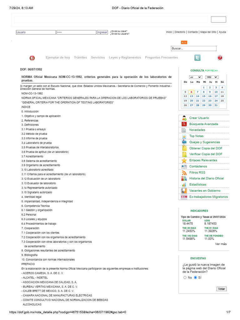 NORMA Oficial Mexicana NOM-CC-13-1992 | PDF | Laboratorios | Calibración