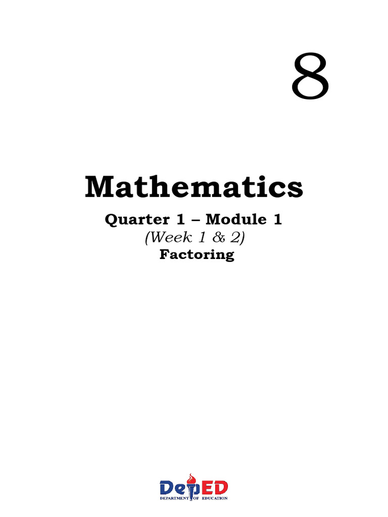 Mathematics: Quarter 1 - Module 1 | PDF | Factorization | Polynomial
