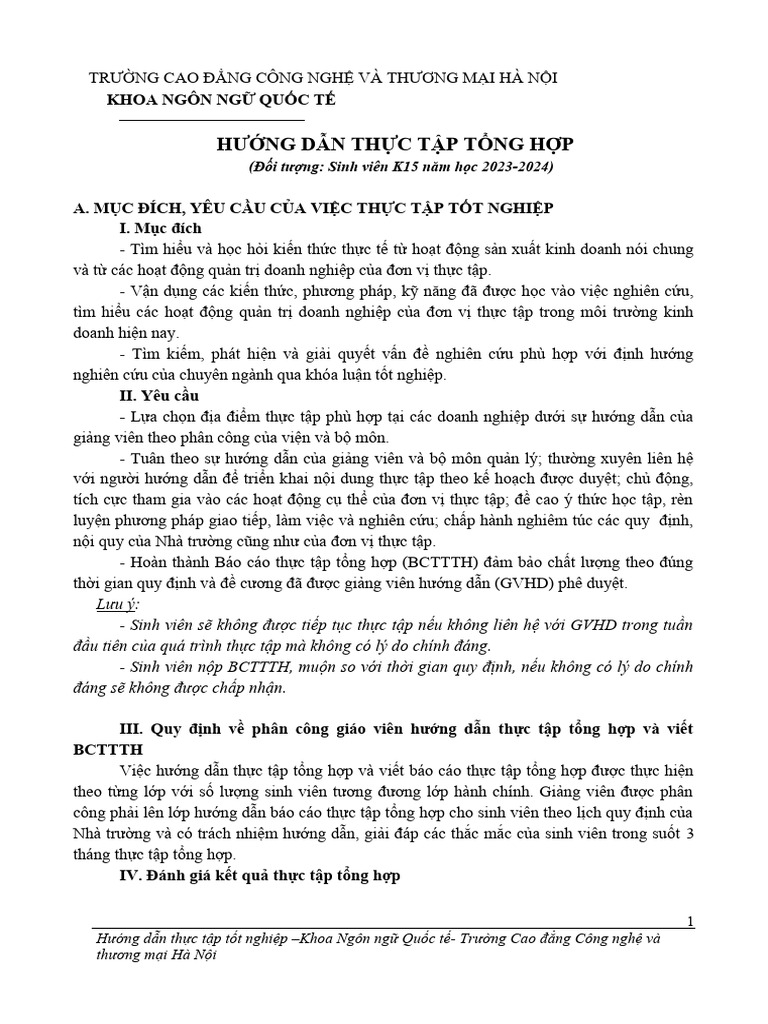 HƯỚNG-DẪN-THỰC-TẬP-TỔNG-HỢP K15 | PDF