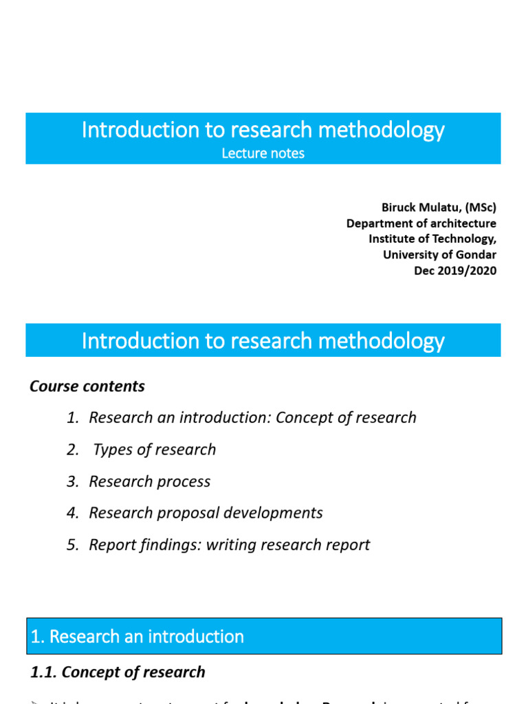 introduction to research methodology lecture notes | PDF | Methodology ...