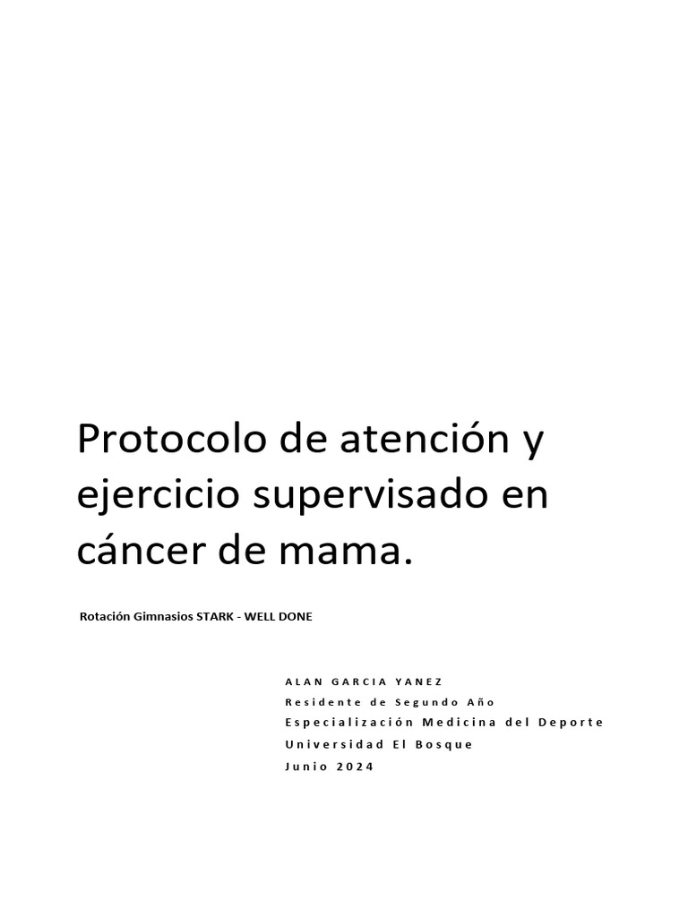 Protocolo de Atención y Ejercicio Supervisado en C | PDF | Cáncer | Cáncer de mama