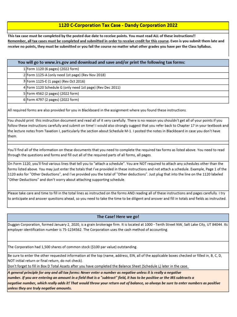 C-Corporation Tax Filing Instructions | PDF | Irs Tax Forms | Tax Deduction