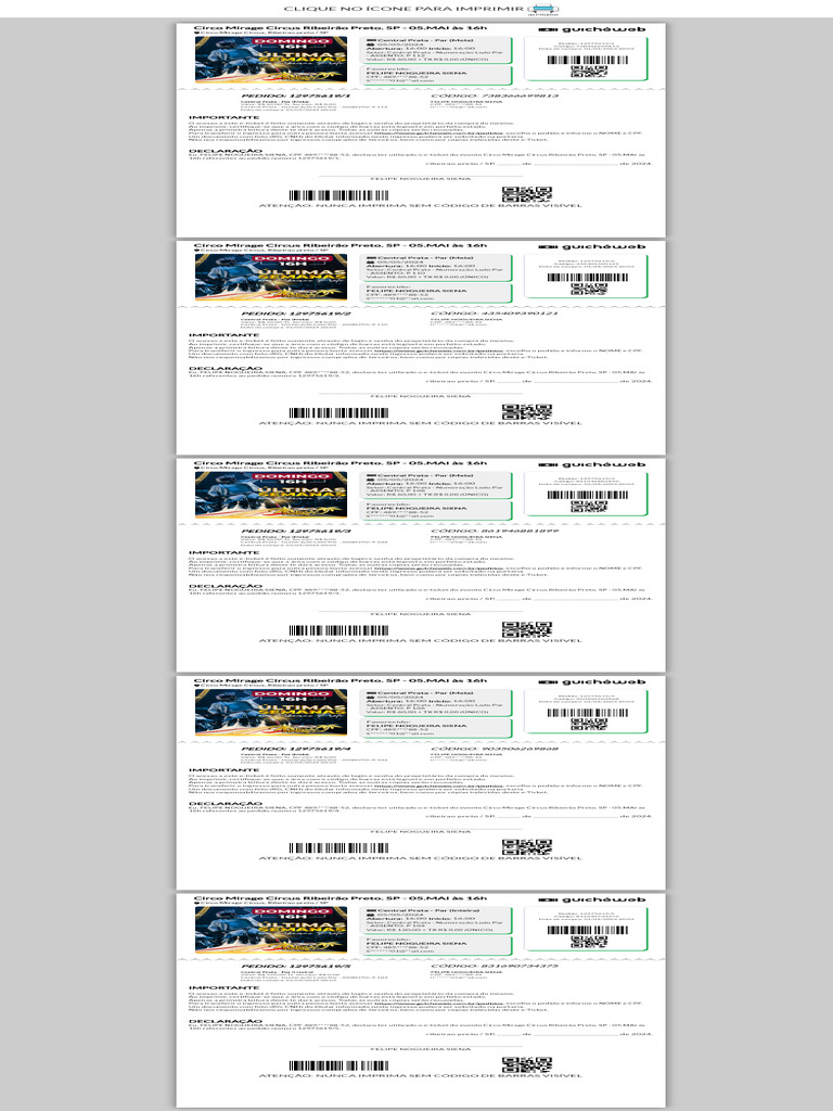 Circo Ingressos | PDF