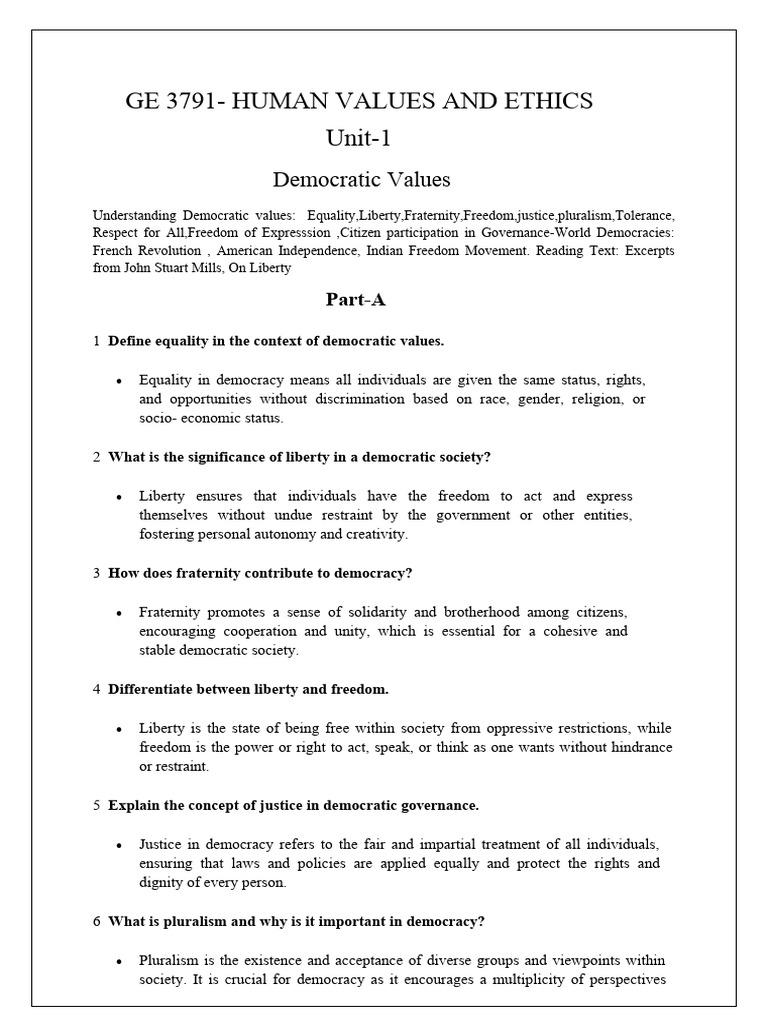 Human Values and Ethics | PDF | Democracy | Political Ideologies