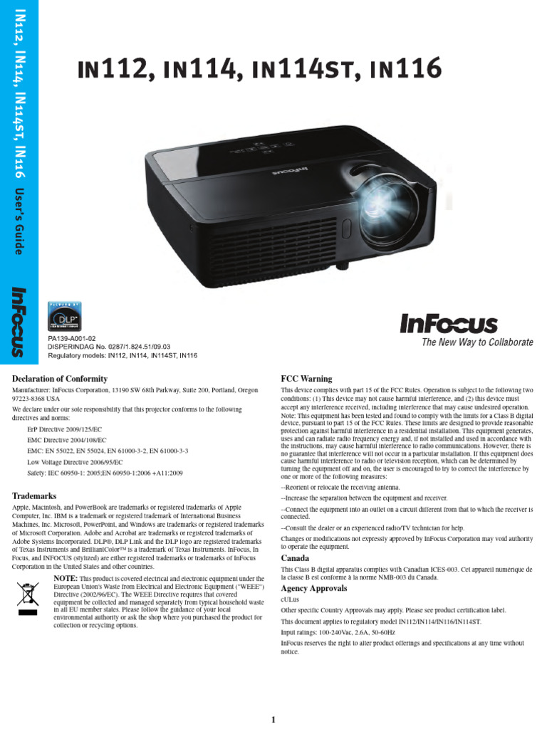 InFocus 6790 Projector Manual | PDF | Hdmi | Computer Monitor