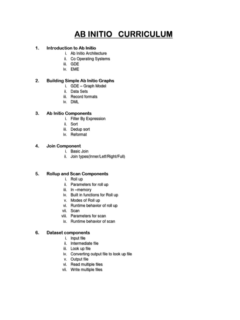 Ab Initio Course Details | PDF | Parameter (Computer Programming) | Software